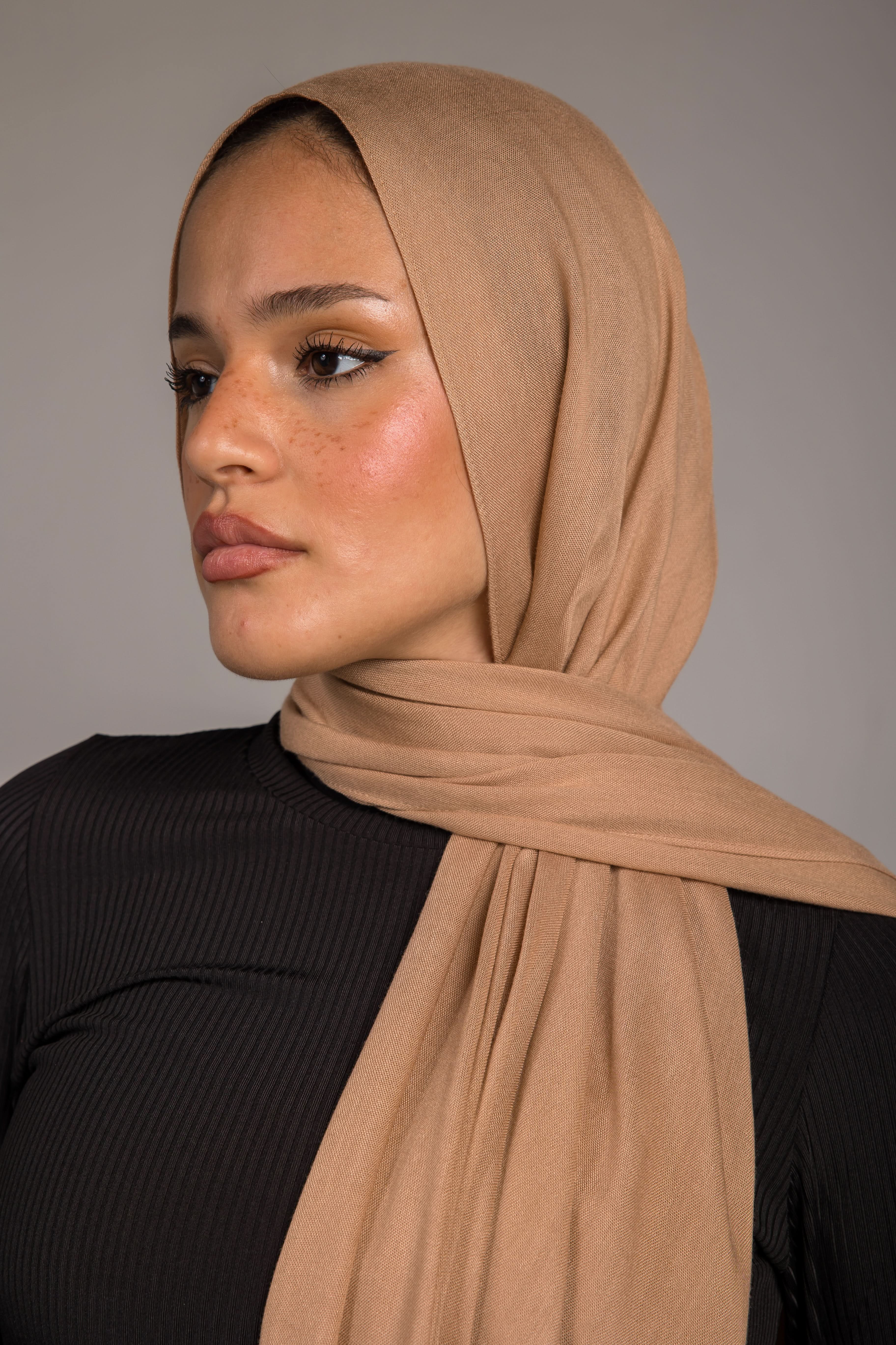 Worood Mocha Cotton Modal Scarf – Warm & Timeless